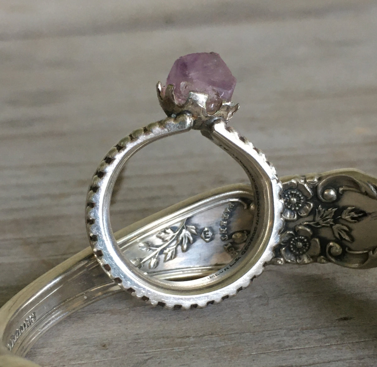 Spoon Ring - Raw Amethyst - #4464 – Laughing Frog Studio