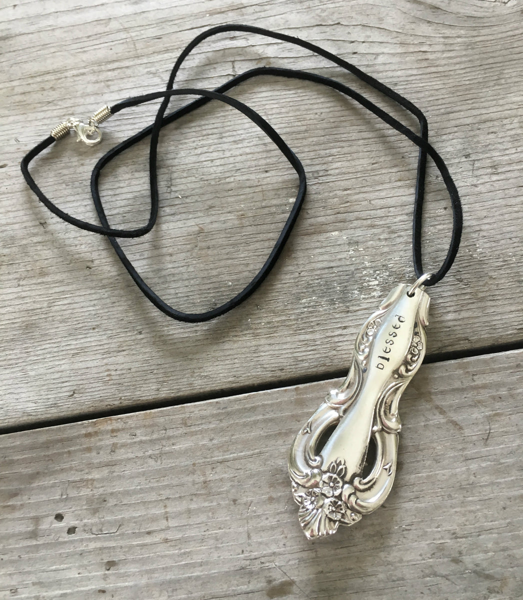 Spoon Handle Necklace – BLESSED - #4020 – Laughing Frog Studio